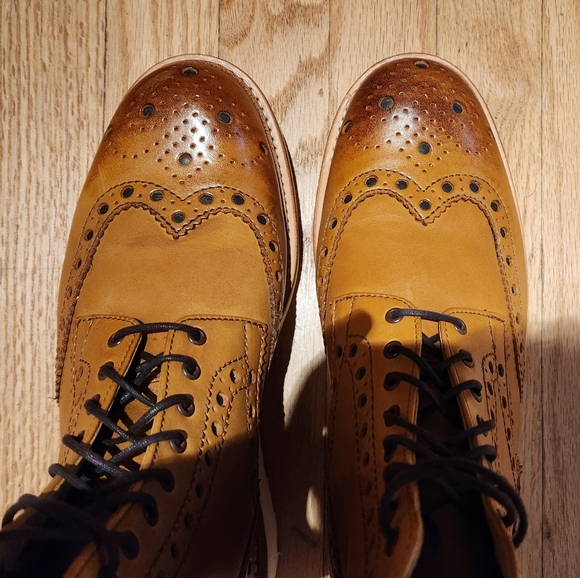 Grenson | Shoes | Grenson Fred V Brogue Boot Tan Calf | Poshmark